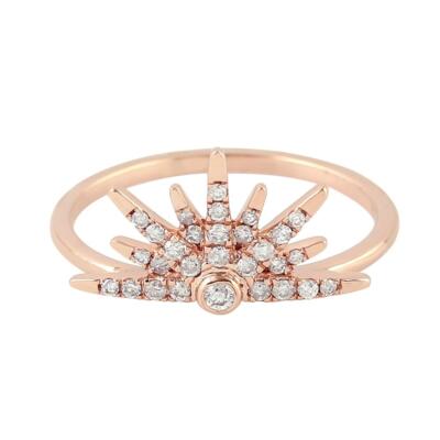 0.22Ct Diamond Star burst Ring 14k Rose Gold | eBay Australia