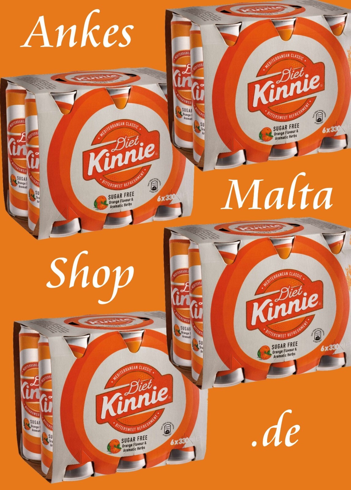 Kinnie Zero (zuckerfrei) Limonade aus Malta, 24 Pfand-Dosen à 0,33 L ...