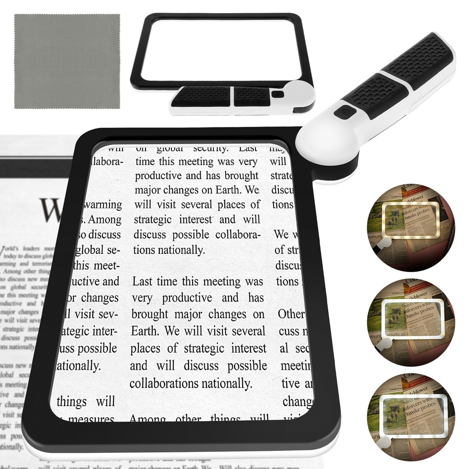 5X Magnifying Glass for Reading, Full-Page Large Rectangle Lighted ...