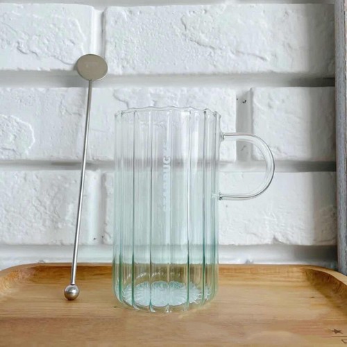 Starbucks Gradient Green Glass cups w/ Hedgehog Stir rod Coaster Coffee ...