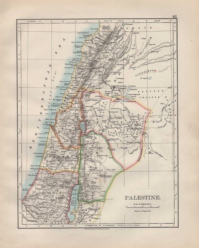 1902 VICTORIAN MAP ~ PALESTINE ~ GALILEE JUDEA SAMARIA DECAPOLIS | eBay