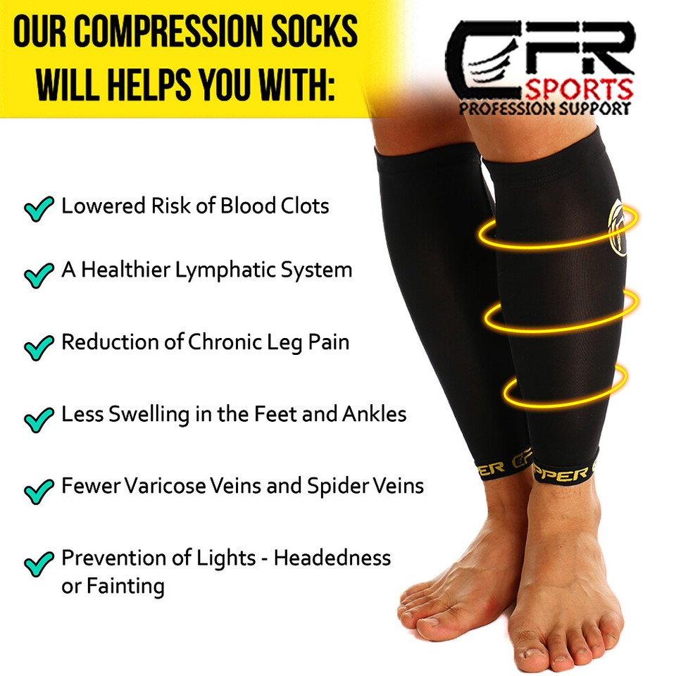 COPPER Compression Calf Sleeve Running Leg Support Brace Sport Shin ...