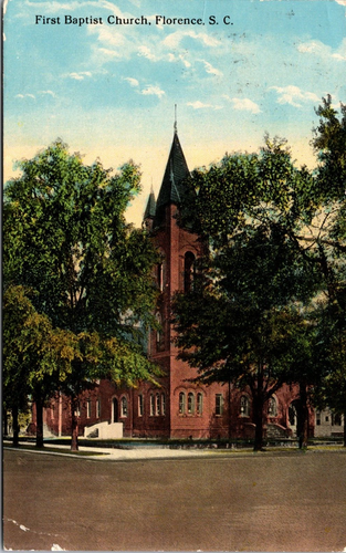First Baptist Church, Florence, South Carolina - 1917 Postcard | eBay