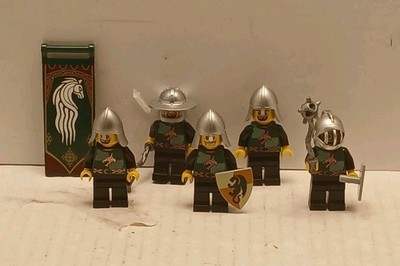 5x Lego Green Dragon Knights Minifigure lot + weapons Castle Kingdom ...