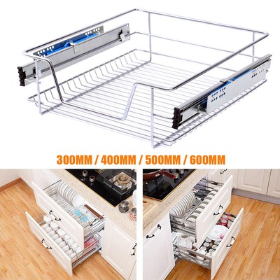 300-600mm Pull Out Wire Basket Kitchen Cabinet Larder Organizer ...
