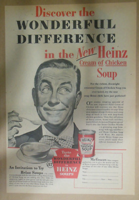 Heinz Soup Ad: Wonderful Difference in Heinz Soups ! 1940's Size 11 x ...