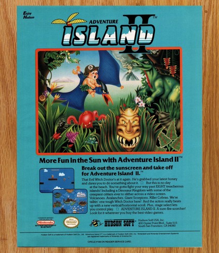Adventure Island II Hudson Soft Nintendo Video Game Print Ads Poster ...