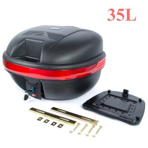 XL 35L Motorcycle Top Box Motorbike Scooter Rear Luggage Storage Back ...
