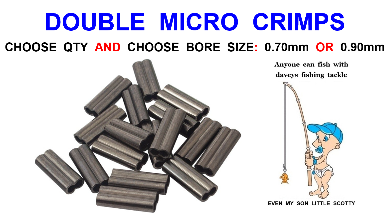 DOUBLE MICRO CRIMPS COARSE SEA FISHING MINI LINE MONO BRAID WIRE TRACE ...