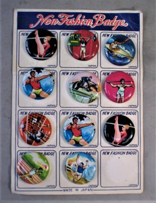 Lot of 11 Tin Pin Back Badges - Featuring Athletes - 1964 Olympics ...