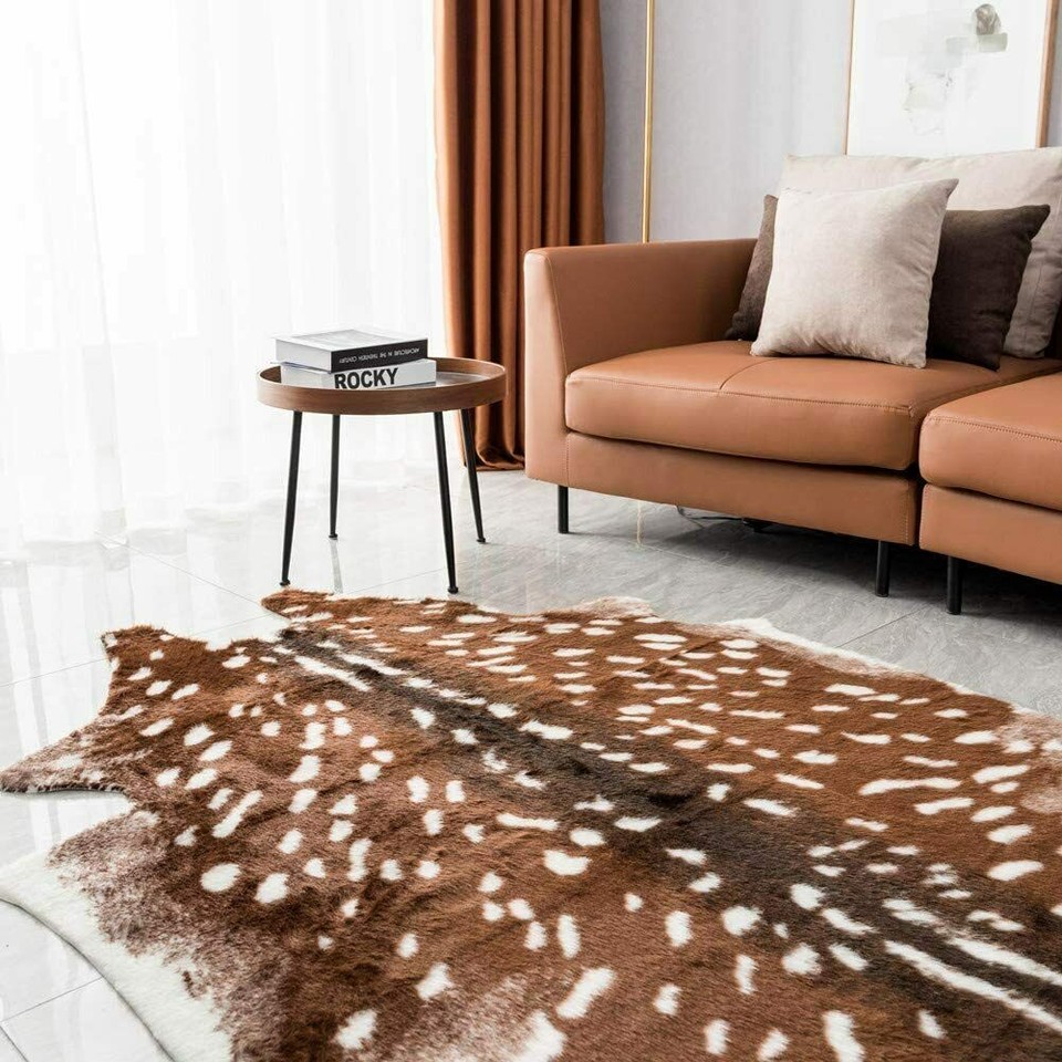 Animal Rug Deer Rug Faux Fur Cowhide Area Rug Animals Carpet for Home ...