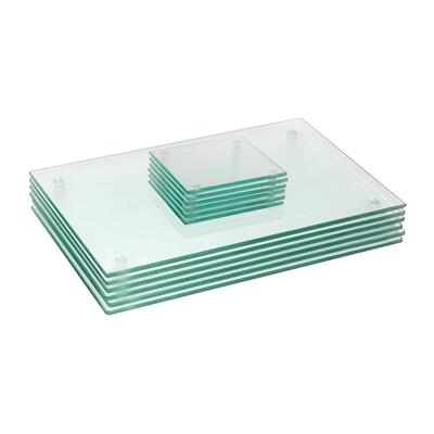 12pc Clear 30cm x 20cm Glass Placemats & Coasters Set Table Mats ...