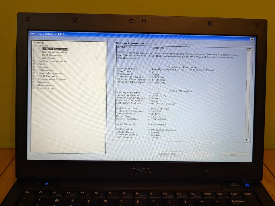 Dell Latitude E4310 Laptop 13" Intel Core i5-520M 2.4GHz, 4GB RAM, No ...