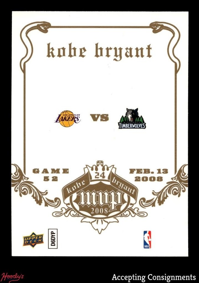 2008-09 Upper Deck MVP Kobe MVP White #KB52 Kobe Bryant LAKERS | eBay