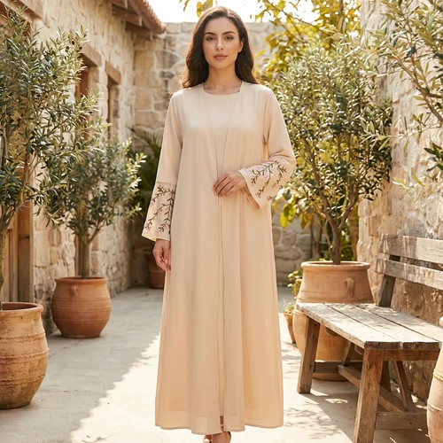 Embroidery Open Abaya Cardigan Women Muslim Long Robes Turkey Kimono ...