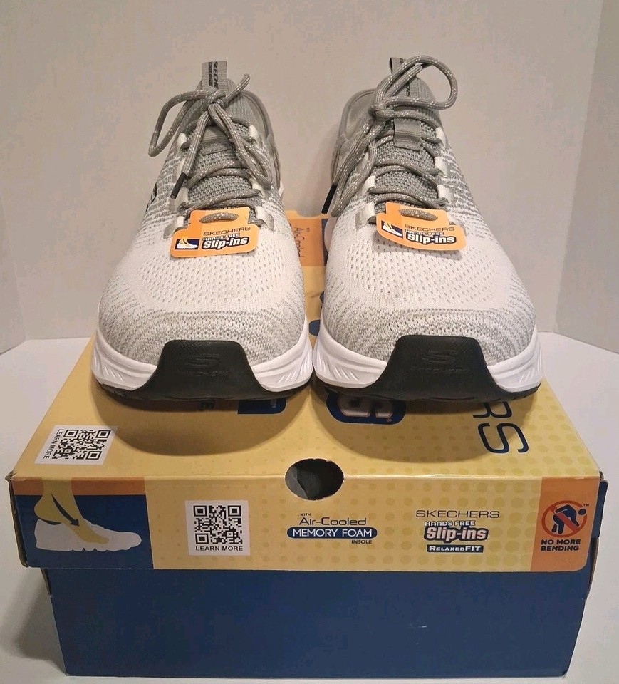 Skechers Slip Ins RF Edgeride White Gray Sneakers Mens Size 10.5 Extra ...