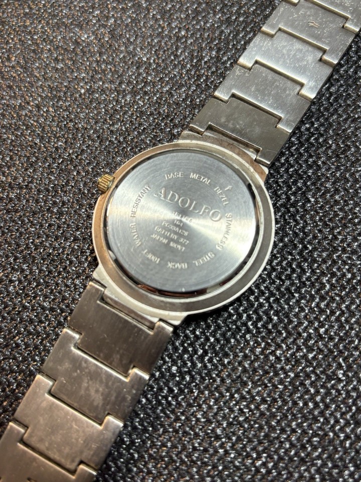 Vintage Adolfo Men’s Watch Silver/Gold Tone Day,Date,Luminous Hands New ...