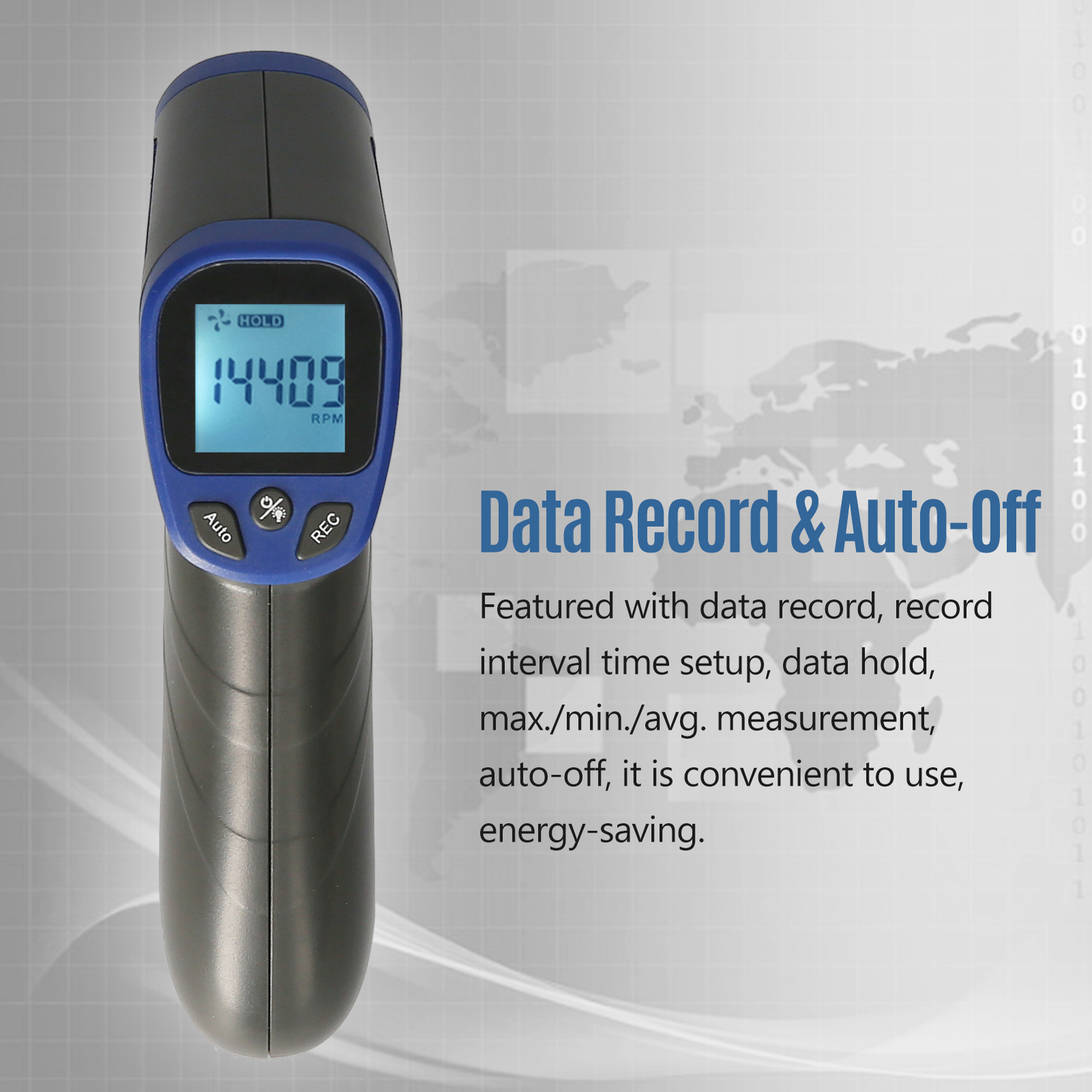 Digital Handheld LCD Display Tachometer RPM Meter Non-Contact Tach Tool ...