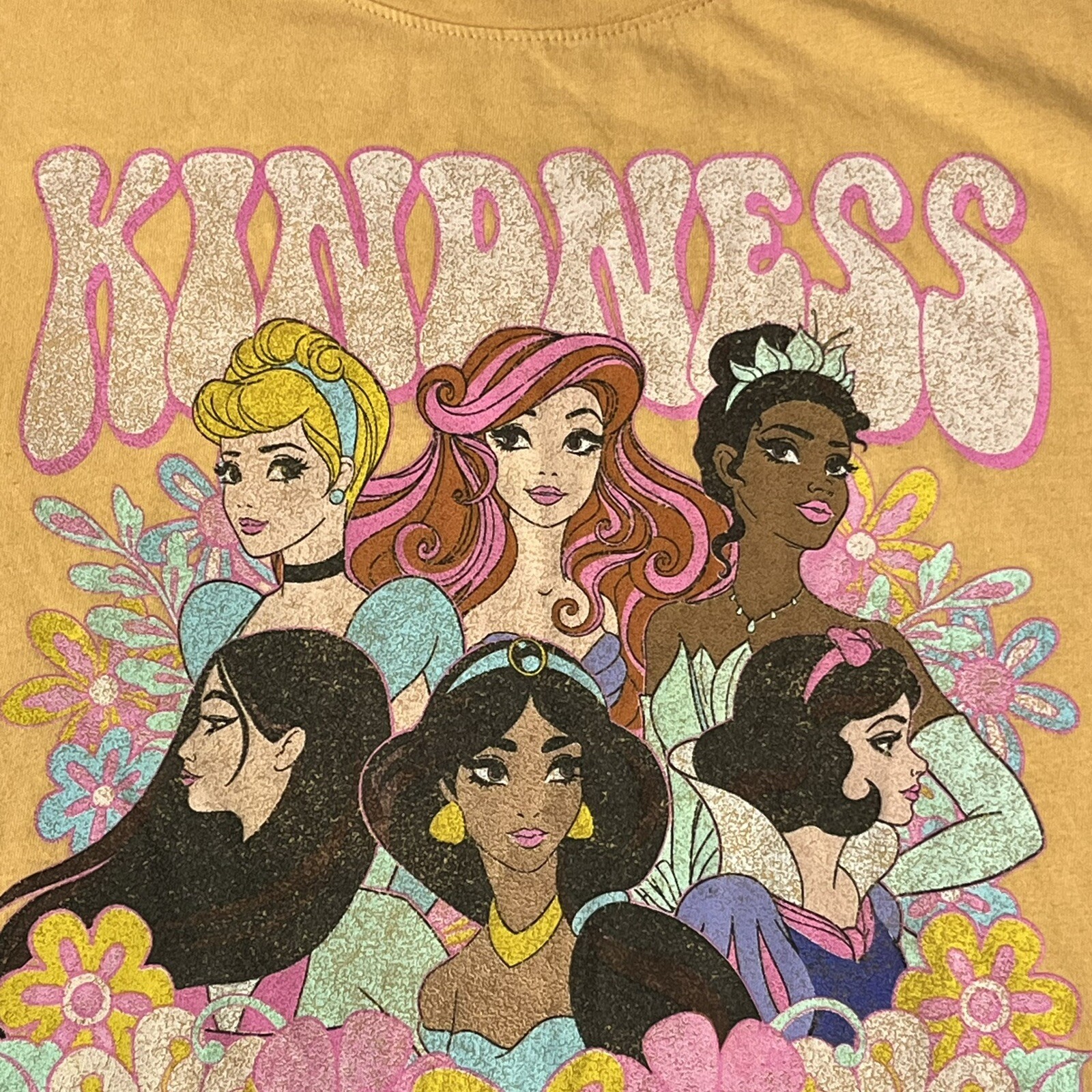 Disney Princess Kindness Grown From Within Mustard Yellow Shirt Women ...