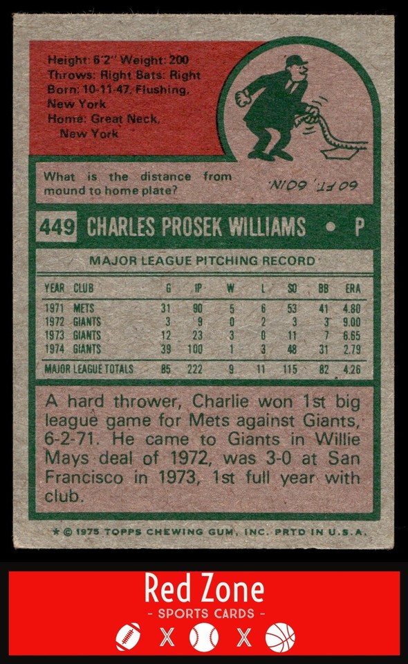 1975 Topps Mini - #449 Charlie Williams EX | eBay