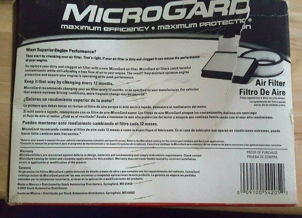 Microgard Air Filter MGA9345 Maximum Efficiency New 9100542052| eBay