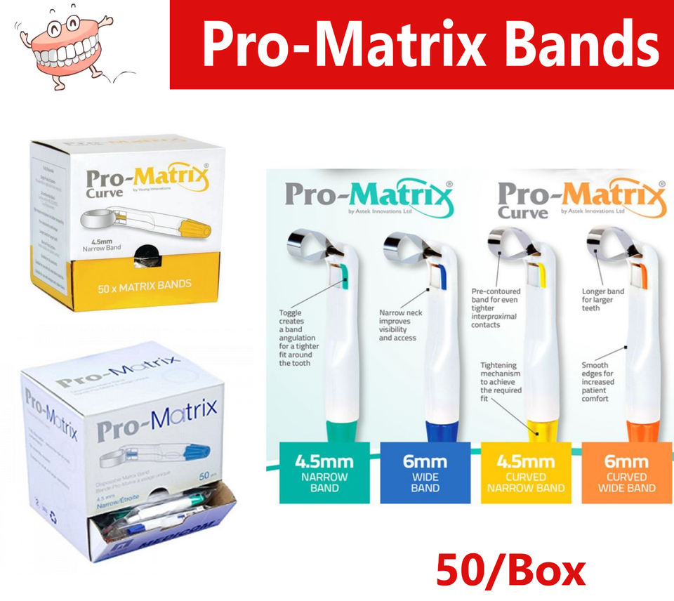 Dental Pro-matrix Bands Pro-Matrix Wide, 6.0 mm, 50/Pkg., Blue, 19005 ...