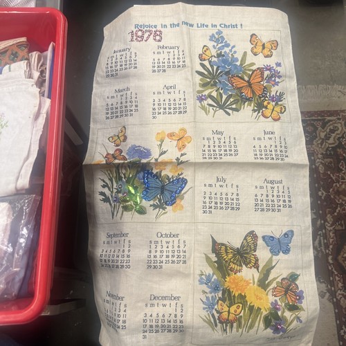 Vintage 1978 Colorful Butterfly Bob Goryl Calendar Linen Kitchen Dish ...