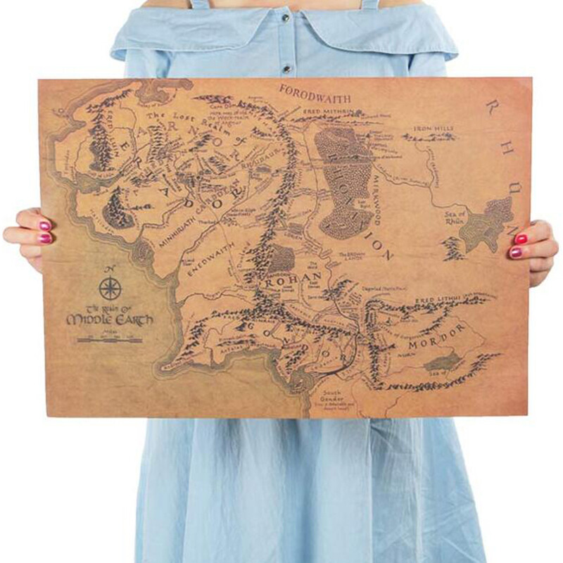TIE LER Vintage Middle Earth Map On Poster Home Decor Wall Sticker ...