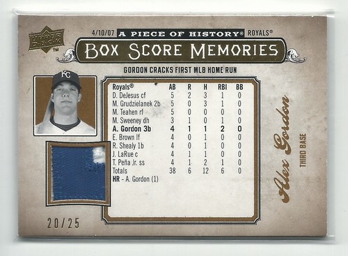 2008 Upper Deck POH Box Score Memories GU Jersey Alex Gordon Royals # ...