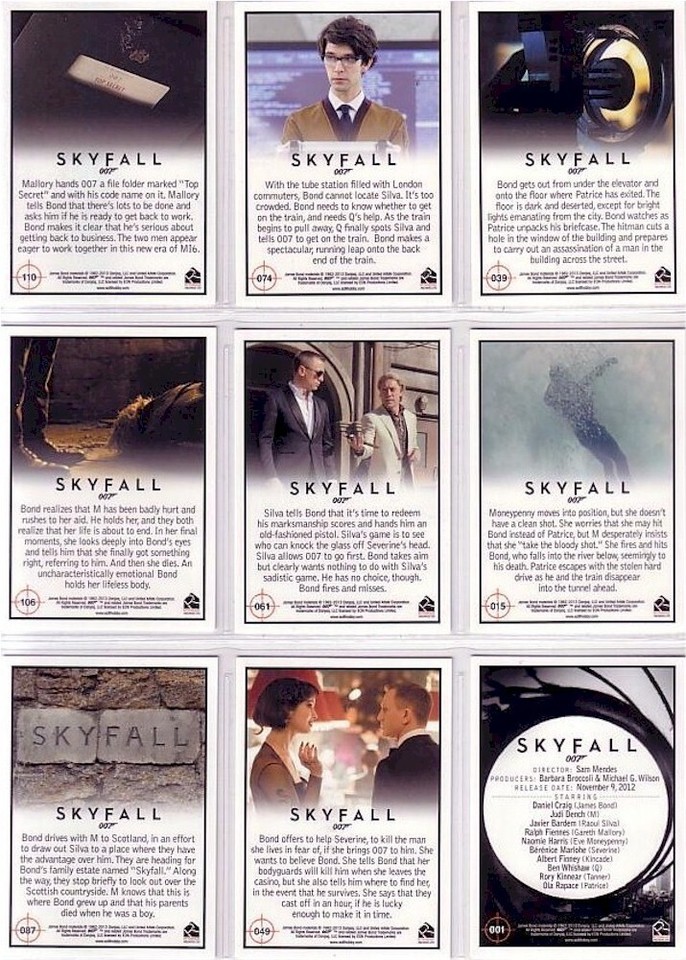 James Bond Autographs & Relics - 110 Card "Skyfall" Movie Basic/Base ...