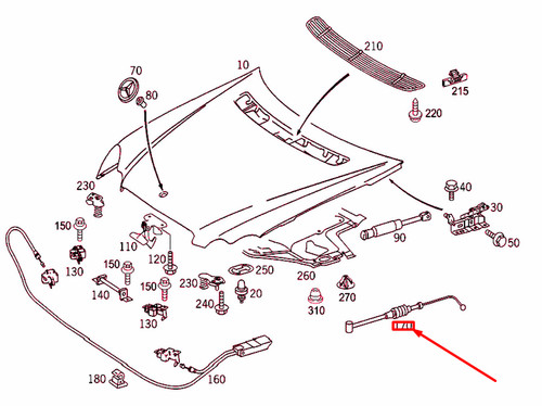 MERCEDES-BENZ CLK C209 Engine Hood Rear Cable A2098800159 | eBay Australia