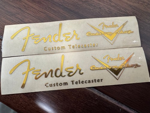 2Pcs FENDER Custom Shop Telecaster Guitar Headstock Self-Adhesive Metal ...