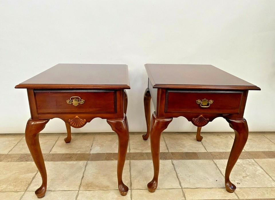 Vintage Pair of American Drew Side Tables Nightstands single drawer ...