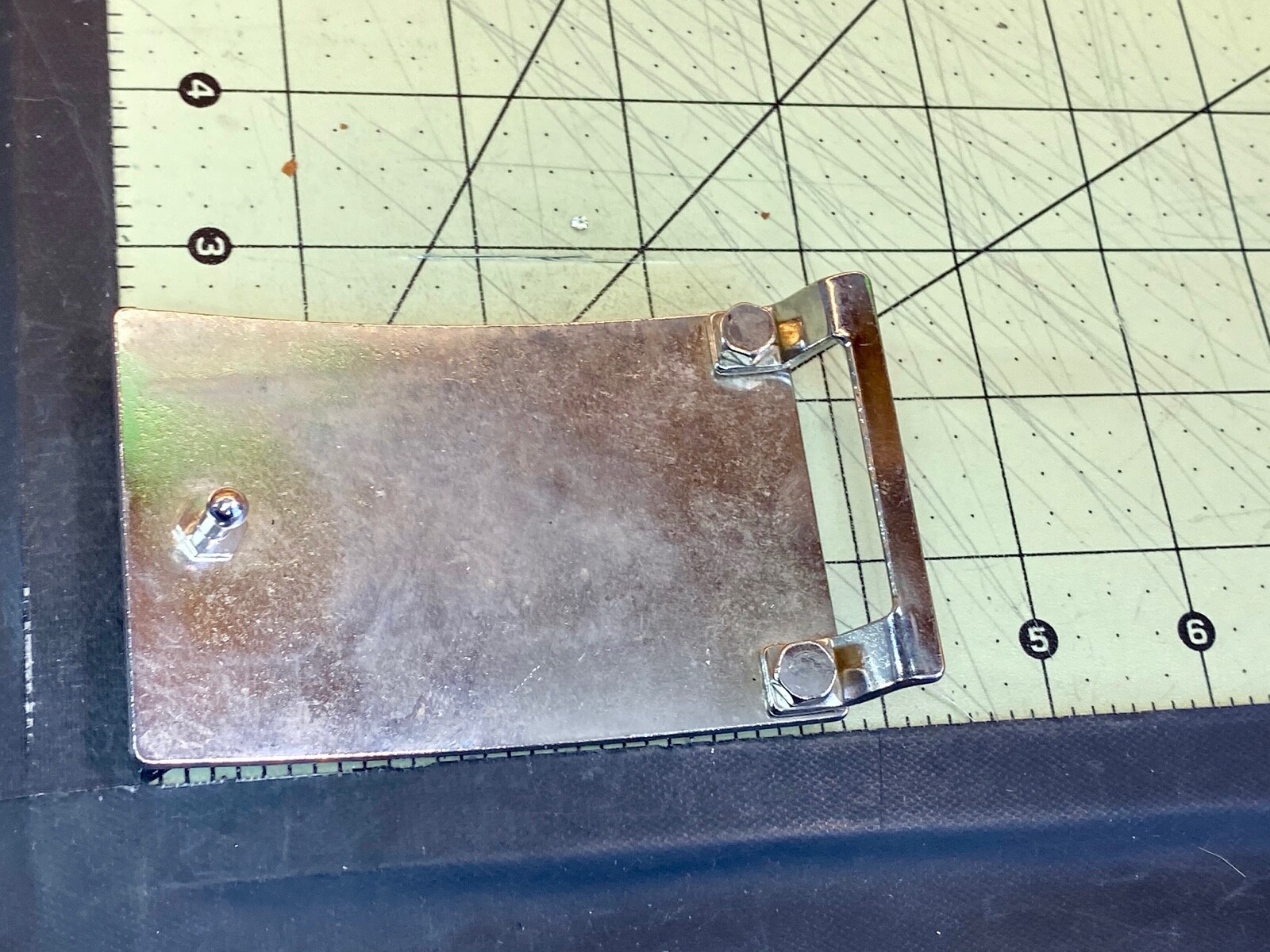 Vintage? Wood Layered Iron Cross Belt Buckle - Gem