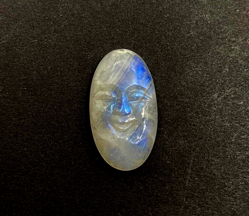Natural Rainbow Moonstone Hand Carved Face Loose Gemstone 16*30 MM 26. ...