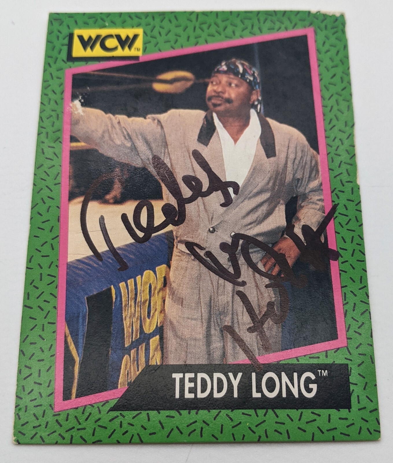 Theodore Teddy Long Autograph Hand-Signed WCW Trading Card 1991 WWE B ...