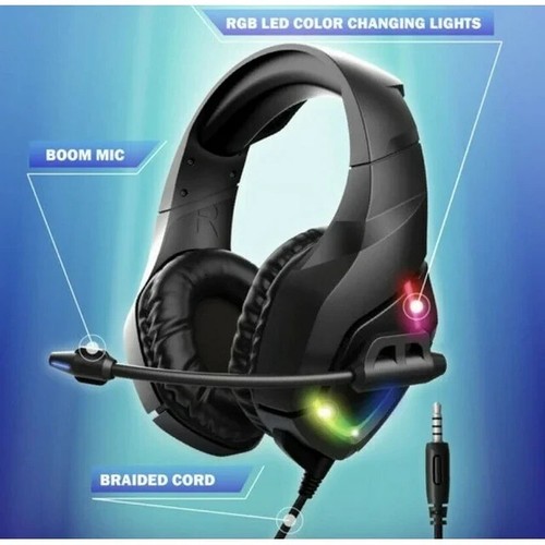 Bugha Exclusive LED Gaming Headset w/Boom mic, 3.5mm aux-in + PC ...