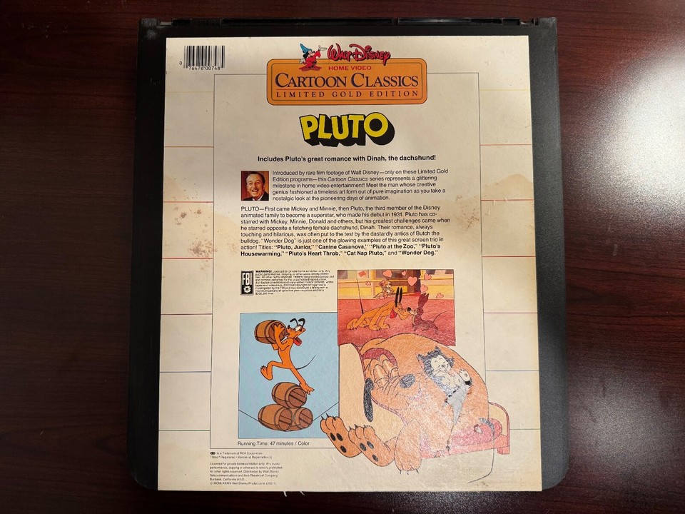 *Rare* RCA CED Videodisc "Disney Cartoon Classics: Pluto" | eBay