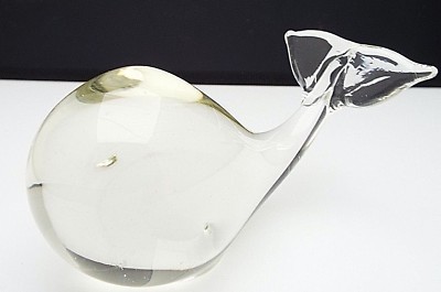 Balos Crystal Glass Whale Paperweight Figurine Clear 4.5” Fish Ocean ...