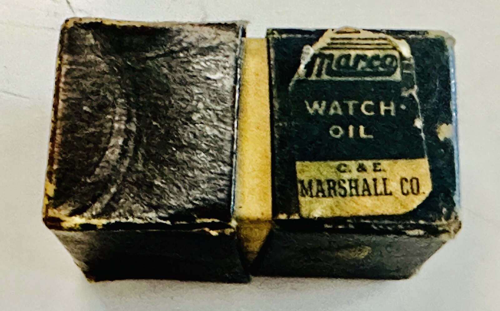 Vintage C & E Marshall Marco Watch Oil 1/3rd Bottle Original Blue Glass ...