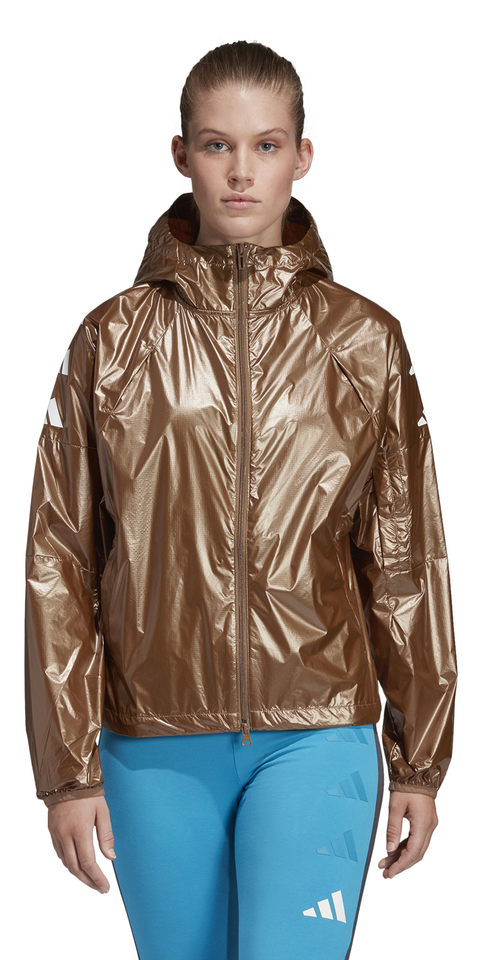 adidas Women's Pack W.N.D.Full Zip Hooded Wind Jacket, Copper Metalic ...