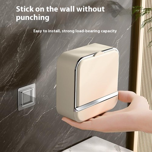 Wall Mounted Soap Box With Lid, Non Drilled Drainage Soap Tray Storage ...