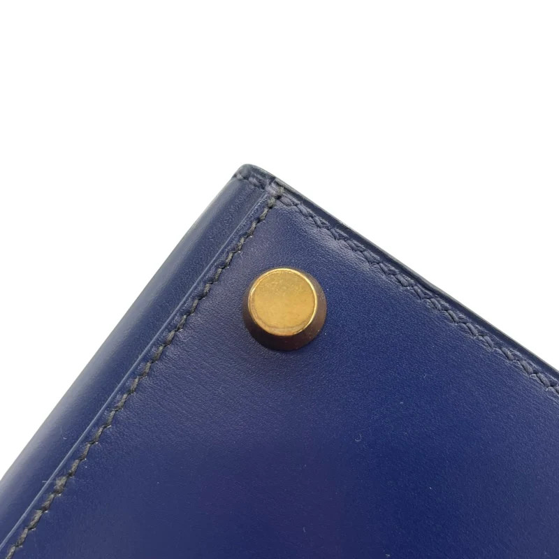 HERMES Mini Kelly Blue Saphir Box Calf Shoulder Bag Gold Hardware # ...