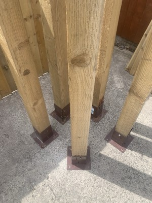 Incised Timber Fence Posts 100x100 With Support Feet | eBay UK