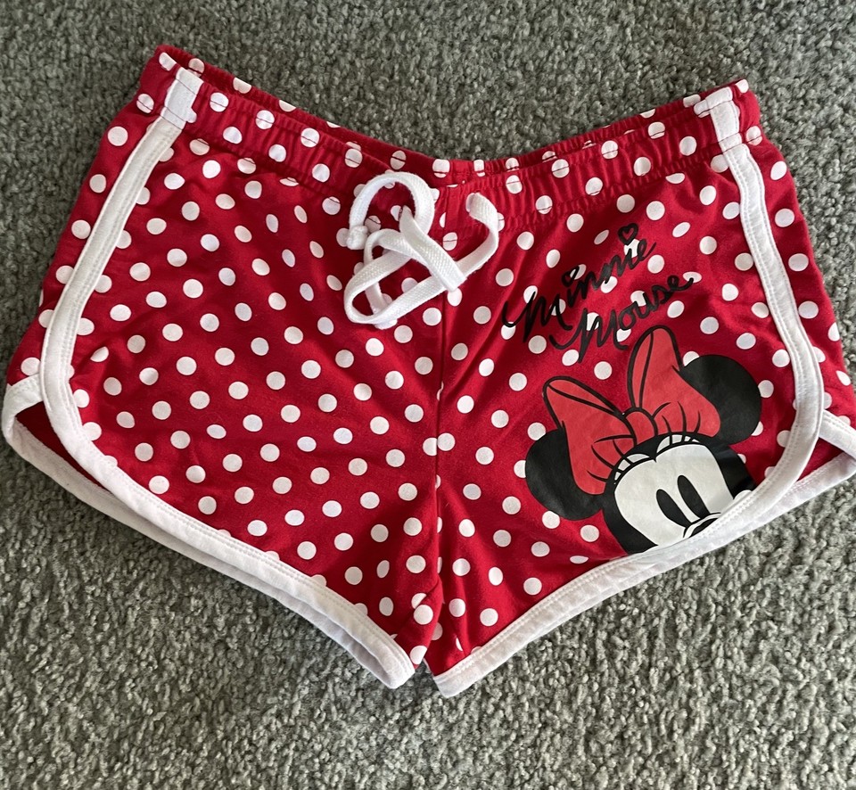 Disney Minnie Mouse Polka Dot Red Smile Pajama Shorts Set Size: JrM (7 ...