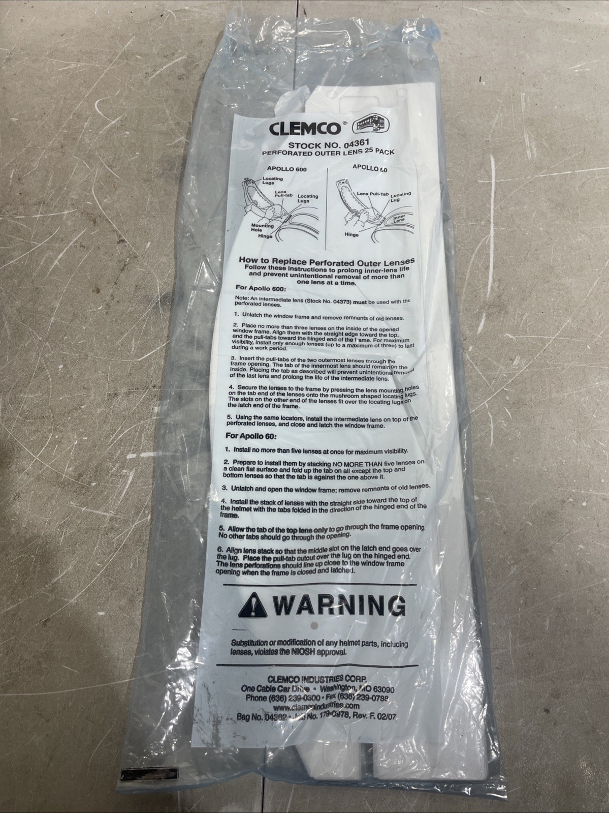 Clemco 04361 Apollo 60 and Apollo 600 Outer Lens Cover, 25 pack | eBay