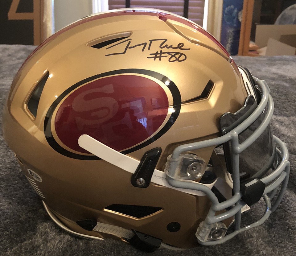 Jerry Rice Signed SF 49ers FSM Flex Authentic F/S Helmet Visor, Bumpers ...
