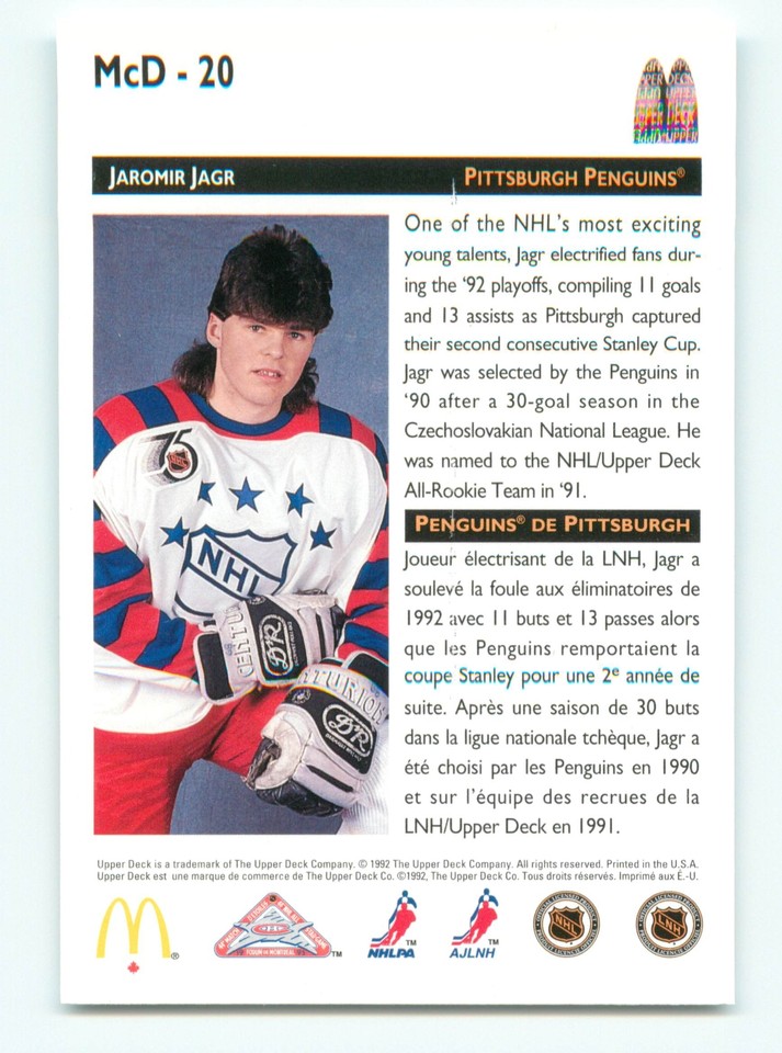 1992 Upper Deck McDonald's All-Stars #McD-20 Jaromir Jagr Very Good | eBay