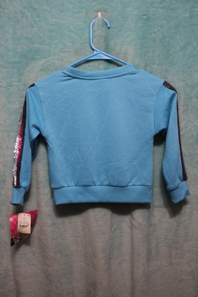 LOL ReMix NEW♈Girl's Printed Sequined Sweat Top size XS~Turq./pink ...