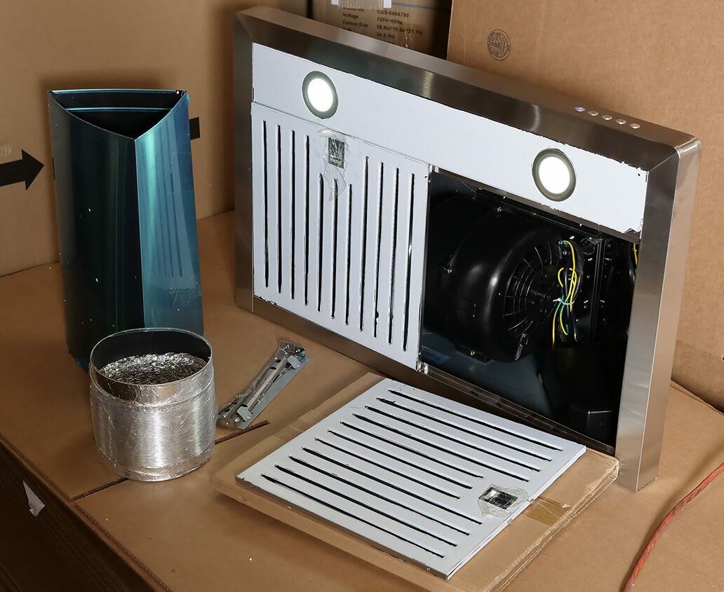 30 INCH WALL MOUNT STOVE KITCHEN HOOD (OPEN BOX) PUSH BUTTON, 3 FAN ...